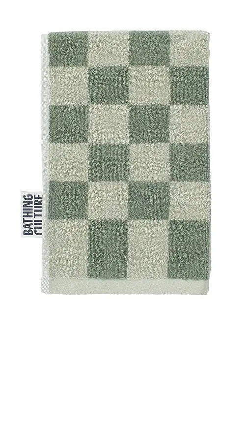 BATHING CULTURE Bathhouse Check Organic Hand Towel - Sage