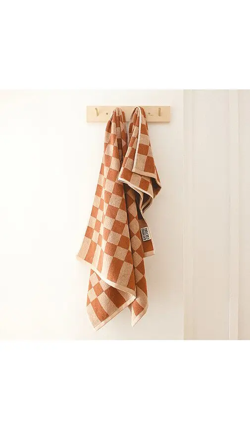 BATHING CULTURE Bathhouse Check Organic Body Towel - Brown