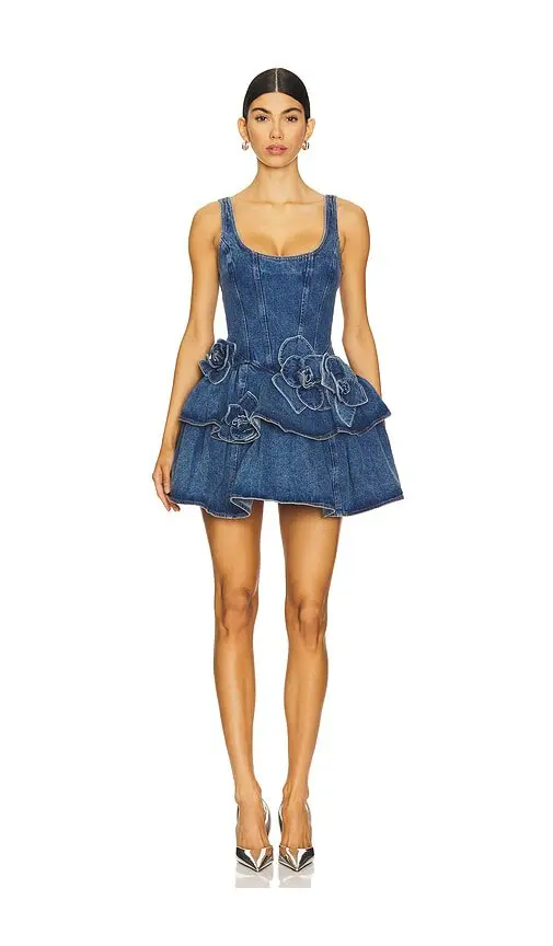 AKNVAS Devyn Denim Ruffle Dress