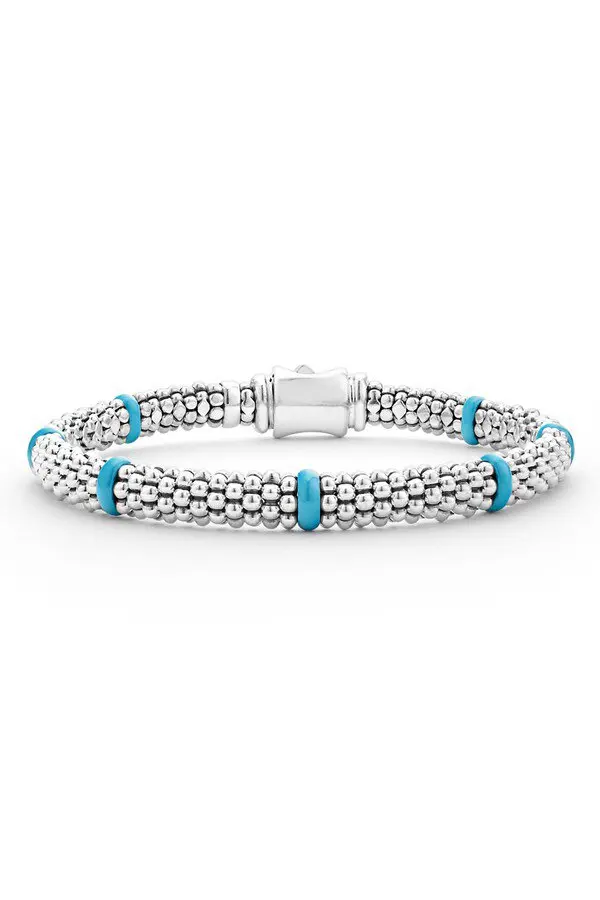 Lagos Ceramic Station Caviar Bracelet - Blue