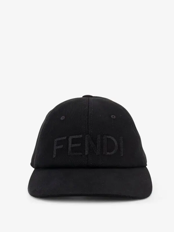 Fendi Stretch Cotton Baseball Cap With Logo Embroidery - Black