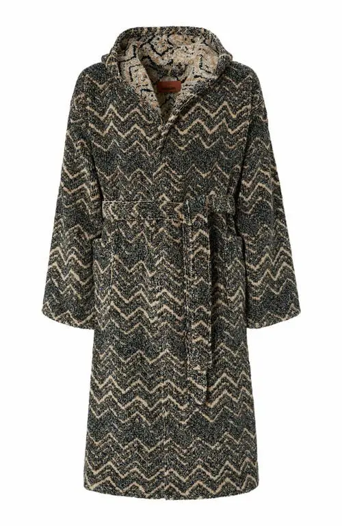 Missoni Azul Cotton Terry Chevron Bathrobe - Brown