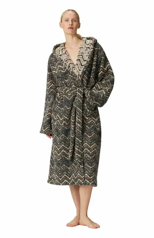 Missoni Azul Cotton Terry Chevron Bathrobe - Brown