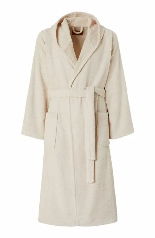 Missoni Chalk Bathrobe In Cotton Terry With Zigzag Pattern - Brown