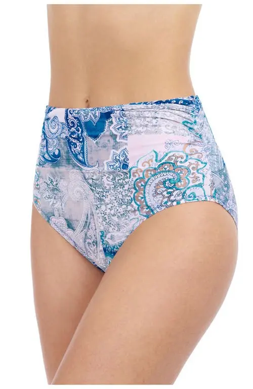GOTTEX Karma Shirred High-waist Bikini Bottom - Blue Multi