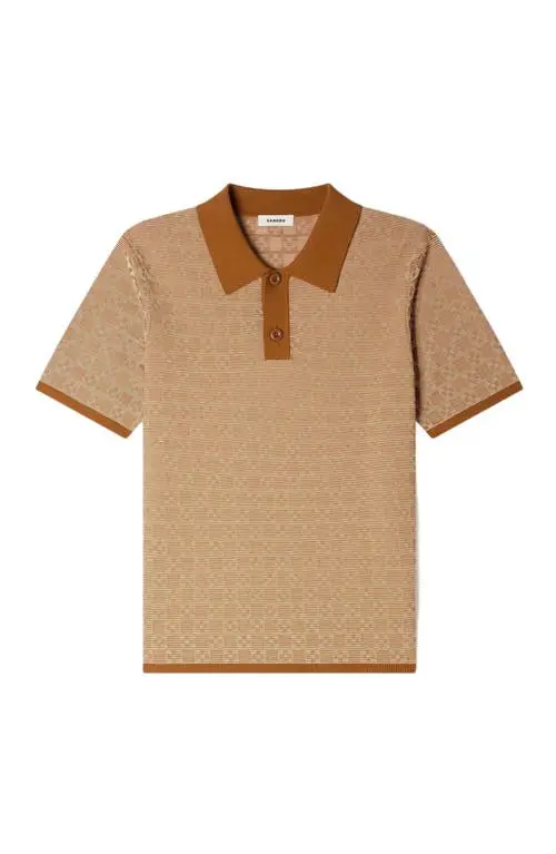 Sandro Square Cross Polo Shirt - Camel