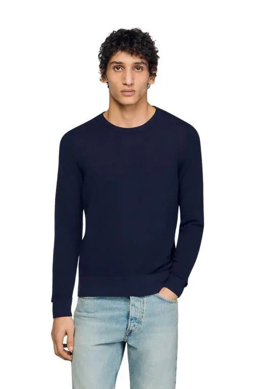 Sandro Textured Knit Sweater - Navy Blue