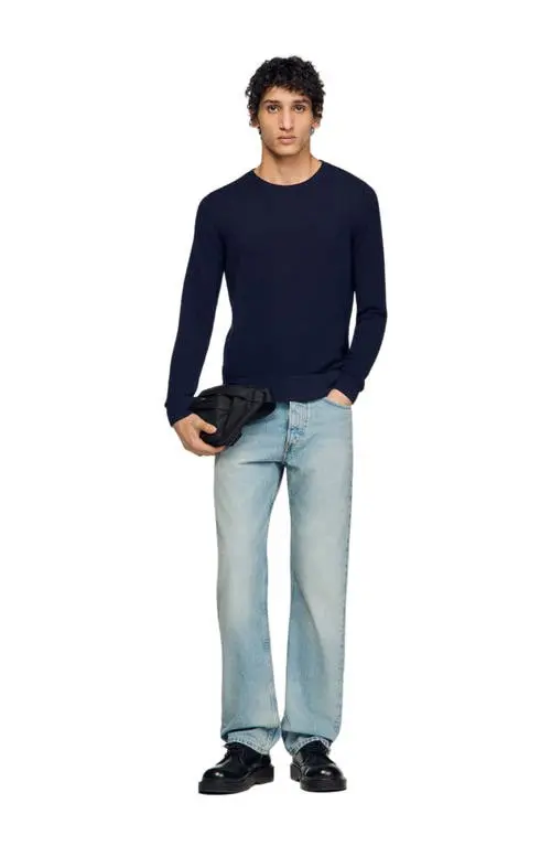 Sandro Textured Knit Sweater - Navy Blue