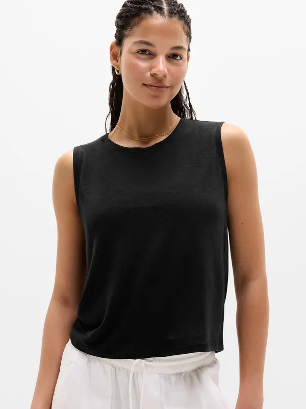 Athleta Muscle Tank Linen Blend - Black