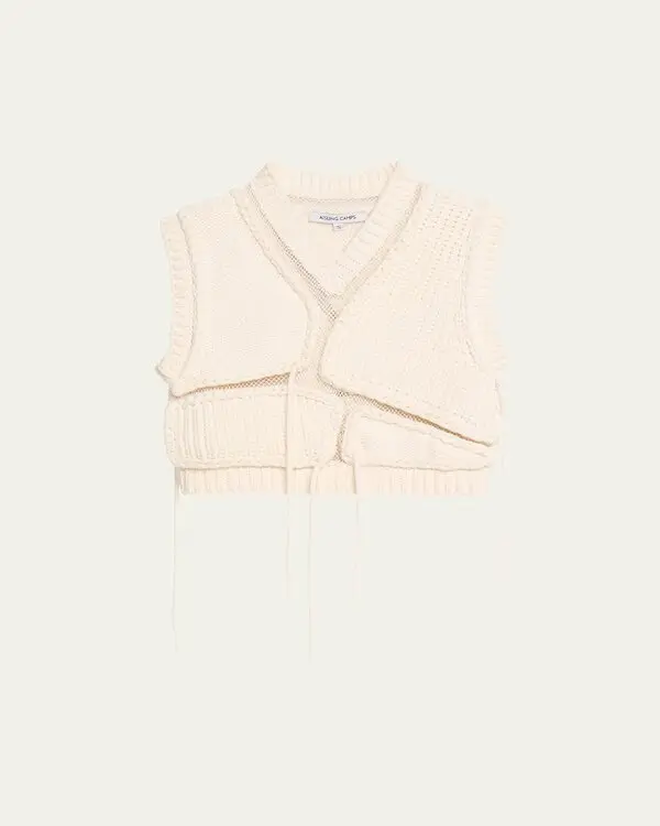 AISLING CAMPS Tortoise Mesh Cropped Vest - Ivory