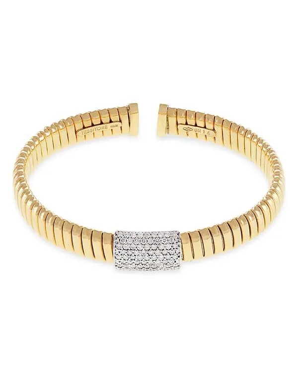 ALBERTO MILANI 18k Yellow Tubogas Diamond Bangle Bracelet - Gold