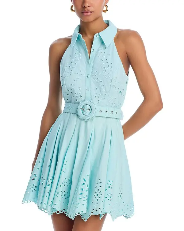 Hemant & Nandita Eyelet Buckle Belt Mini Dress In Light Blue - 71% Off |  Editorialist