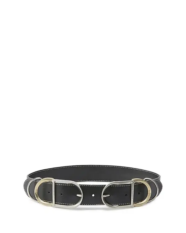 Pinko Hippolita Bustino Vitello Belt - Black/gold Nickel
