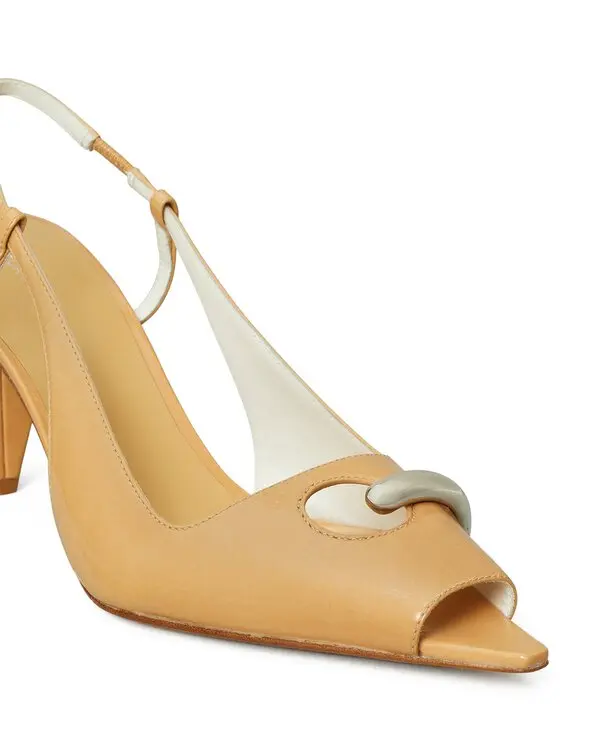 Tory Burch Pierced Peep Toe Slingback Pumps - Cantucci