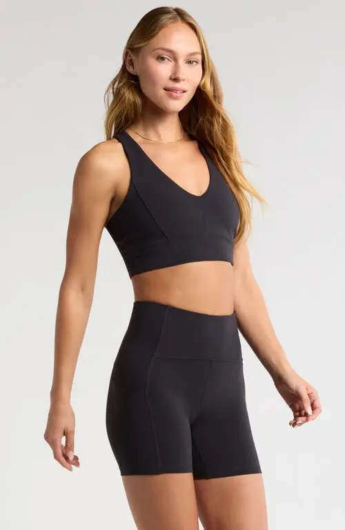 Zella Studio Luxe V-neck Racerback Sports Bra - Black