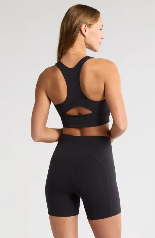 Zella Studio Luxe V-neck Racerback Sports Bra - Black