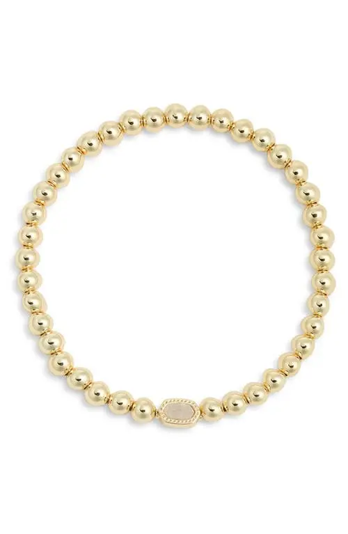 Kendra Scott Mini Elaina Beaded Stretch Bracelet - Gold Iridescent Drusy