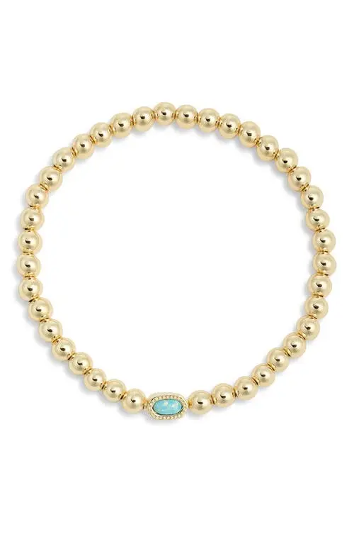 Kendra Scott Mini Elaina Beaded Stretch Bracelet - Gold Light Teal Opal