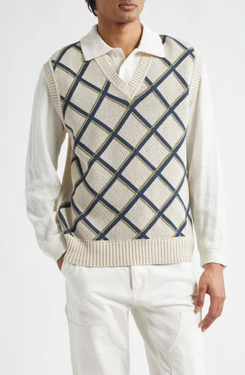 PALMES Net Argyle Sweater Vest - Off White