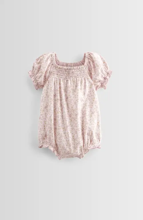 Nordstrom Print Smocked Bubble Romper - Purple Light Windswept Floral