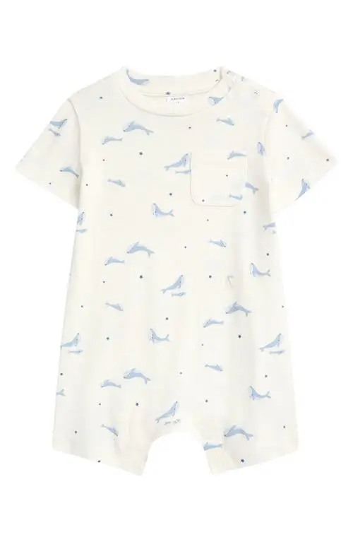 Nordstrom Star & Whale Print Cotton Romper - Ivory Egret Star Whales