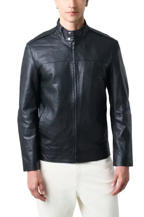 VELEZ Semi-loose Fit Sheep Leather Jacket - Black