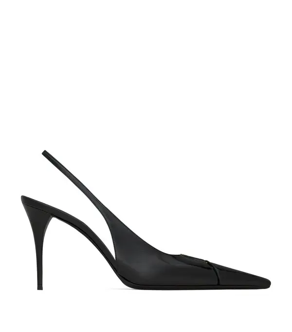 Saint Laurent Patent Leather Babylone Slingback Pumps 90 - Black