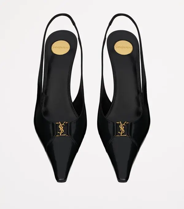 Saint Laurent Patent Leather Babylone Slingback Pumps 90 - Black