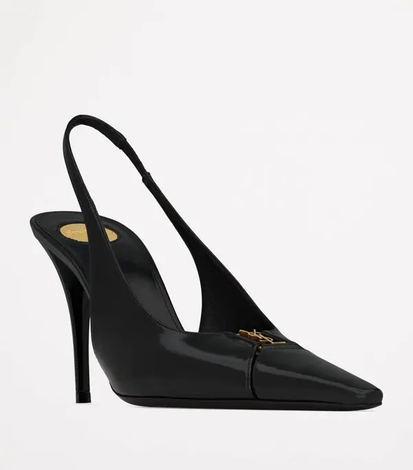 Saint Laurent Patent Leather Babylone Slingback Pumps 90 - Black
