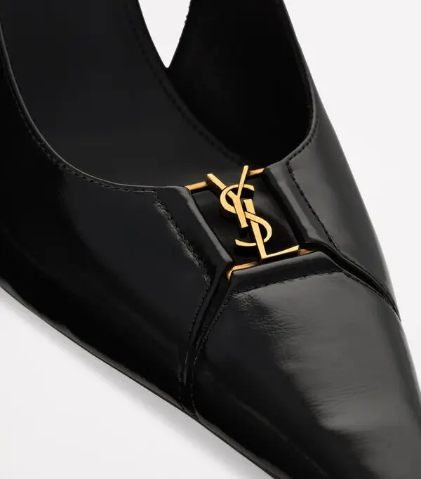 Saint Laurent Patent Leather Babylone Slingback Pumps 90 - Black