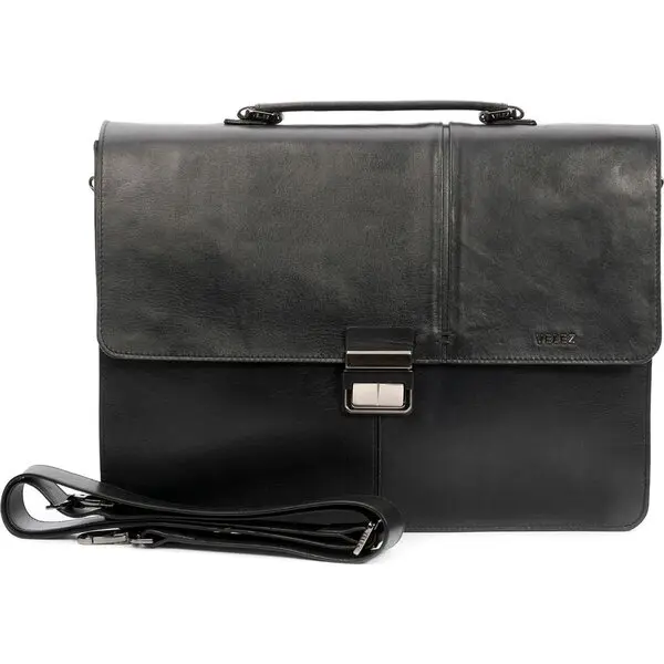 VELEZ Leather Laptop Bag - Black