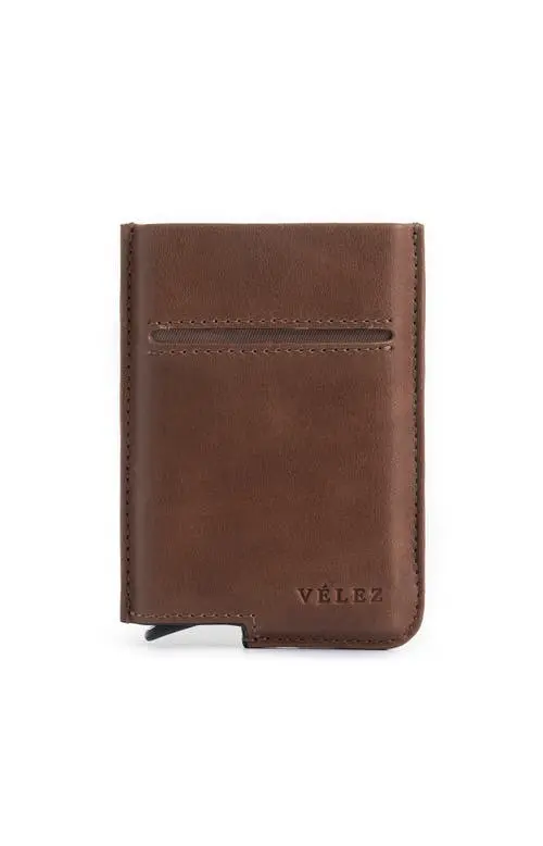 VELEZ Leather Mini Wallet Document Holder - Brown