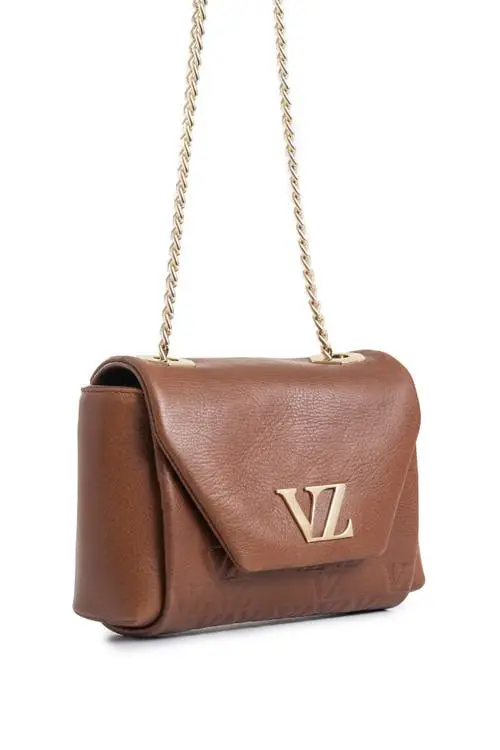 VELEZ Mini Lili Leather Bag With Chain Strap - Brown