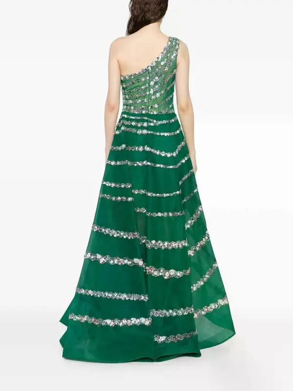 SAIID KOBEISY Bead-embellished Asymmetric Dress - Green