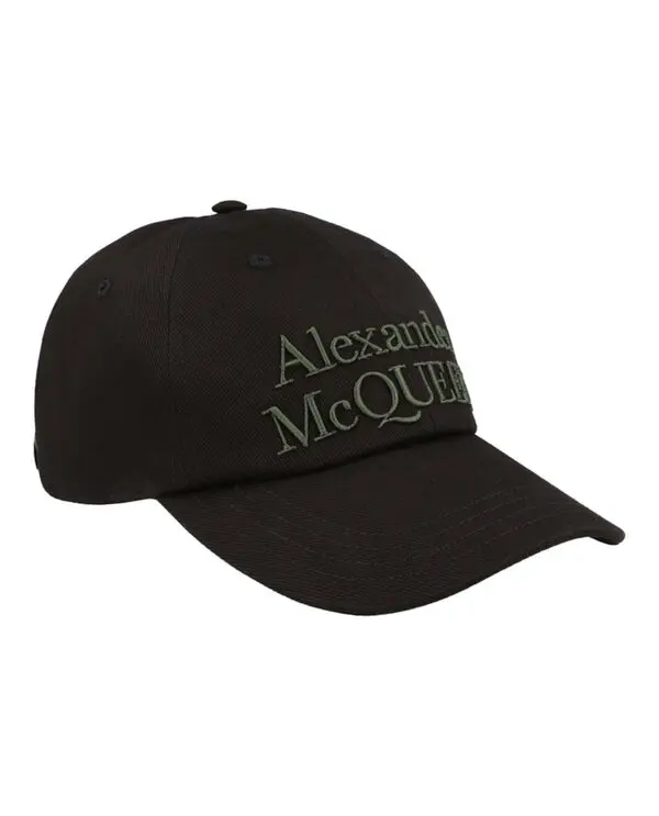 Alexander McQueen Logo Embroidered Baseball Cap - Black/khaki
