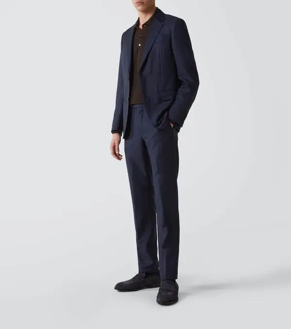 Zegna Navy Suede Penny Loafers