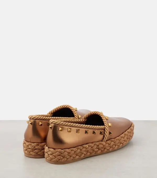 Valentino Garavani Rockstud Metallic Leather Espadrilles