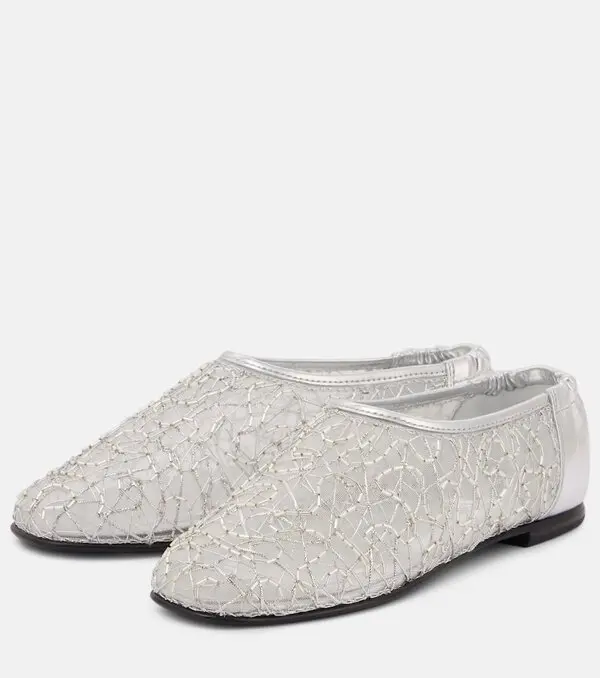 Simkhai Eden Metallic Lace Ballet Flats - Silver