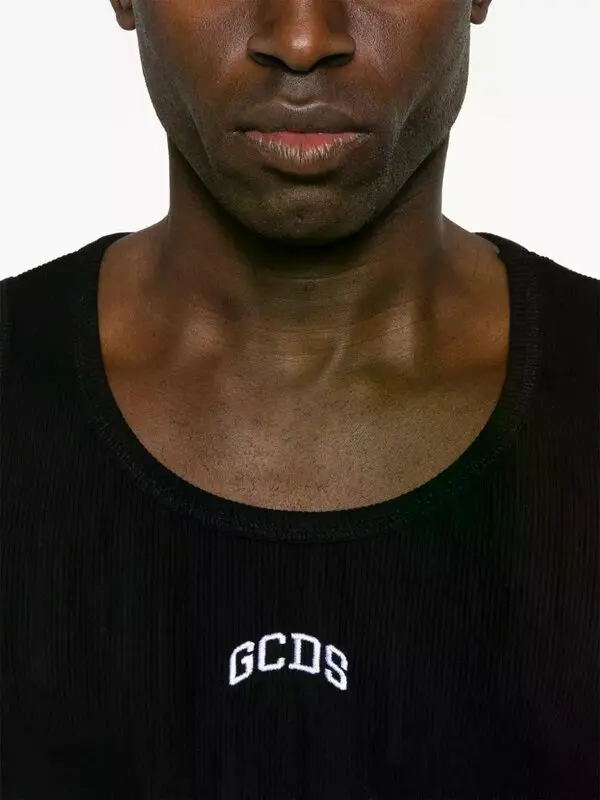 Gcds Logo-embroidered Tank Top - Black