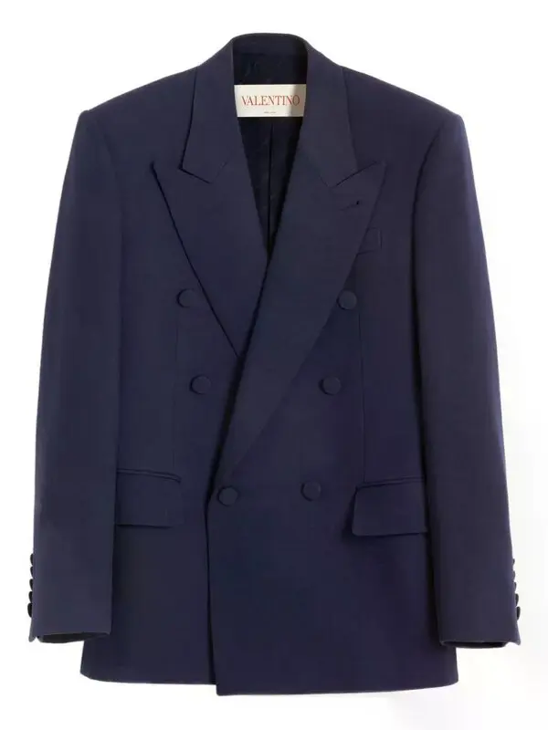 Valentino Garavani Double-breasted Gabardine Jacket - Blue