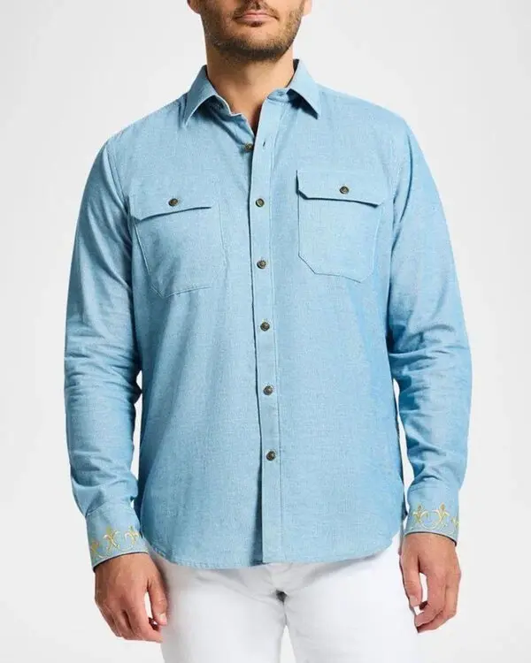 Robert Graham Apos;s Embroidered Corduroy Shirt Jacket