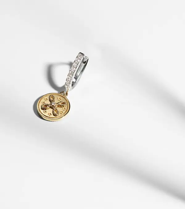 FOUNDRAE True Love Mini 18kt Yellow And White Single Earring With Diamonds