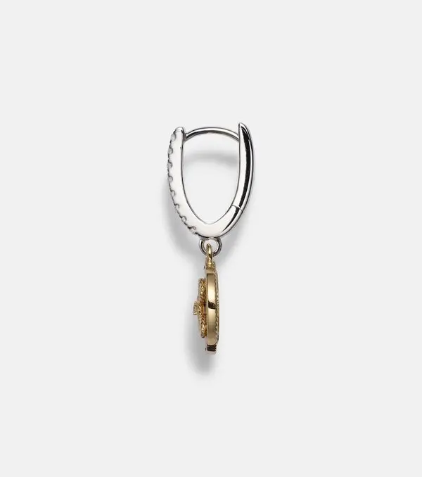 FOUNDRAE True Love Mini 18kt Yellow And White Single Earring With Diamonds