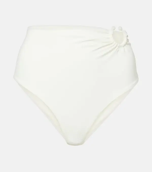Johanna Ortiz Marinera Ruched Bikini Bottoms - White