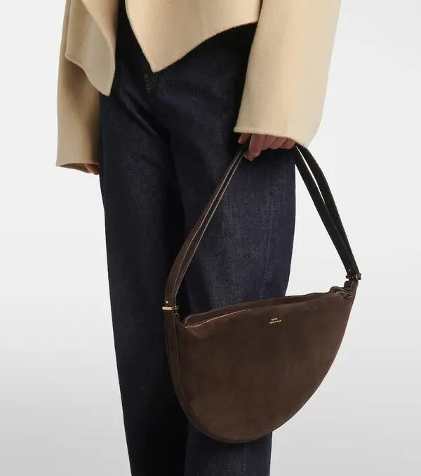 TOTEME Scooped Suede Shoulder Bag - Brown
