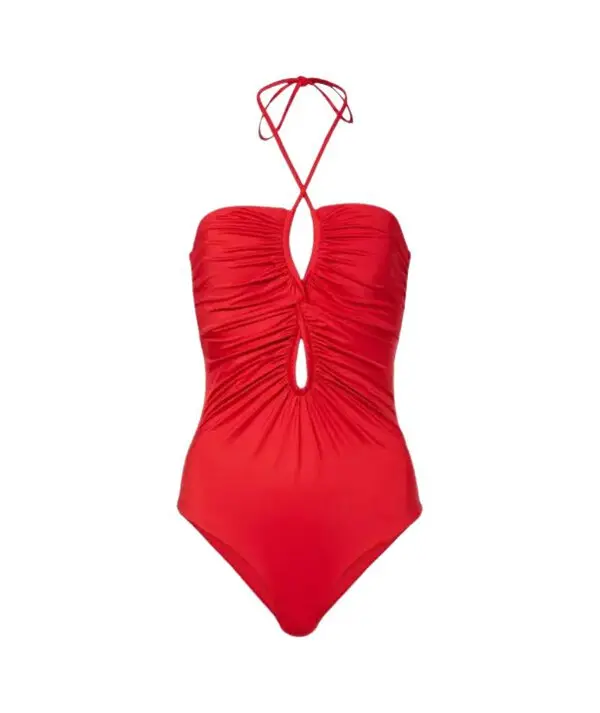 Johanna Ortiz Coral Reef Gathered One Piece Swimsuit - Red