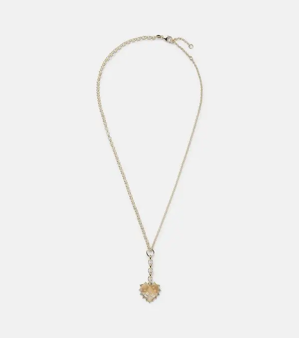 FOUNDRAE Heart Chain Necklace With Diamonds - Gold