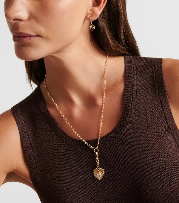 FOUNDRAE Heart Chain Necklace With Diamonds