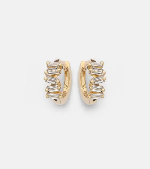 SUZANNE KALAN 18kt Yellow Diamond Huggie Earrings - Gold