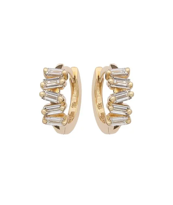 SUZANNE KALAN 18kt Yellow Diamond Huggie Earrings - Gold
